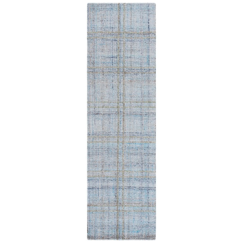 SAFAVIEH Abstract 2 ft. x 8 ft. Blue/Gray Geometric Plaid Runner Rug ...