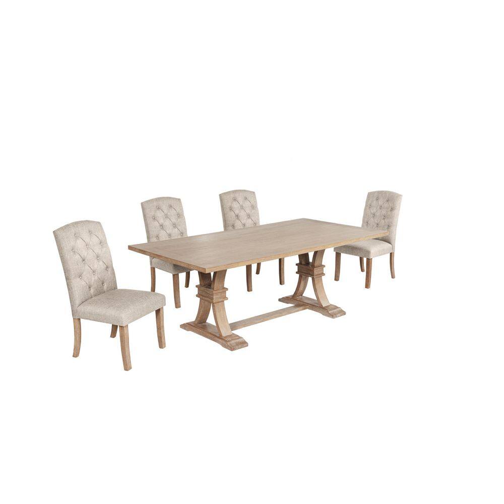 Best Quality Furniture Katt 5-Piece Rectangle Rustic Light Oak Finish ...