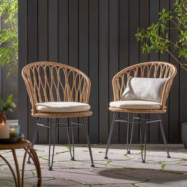 Outdoor Dining Chairs Set of 2, All-Weather Outdoor Wicker Dining ...