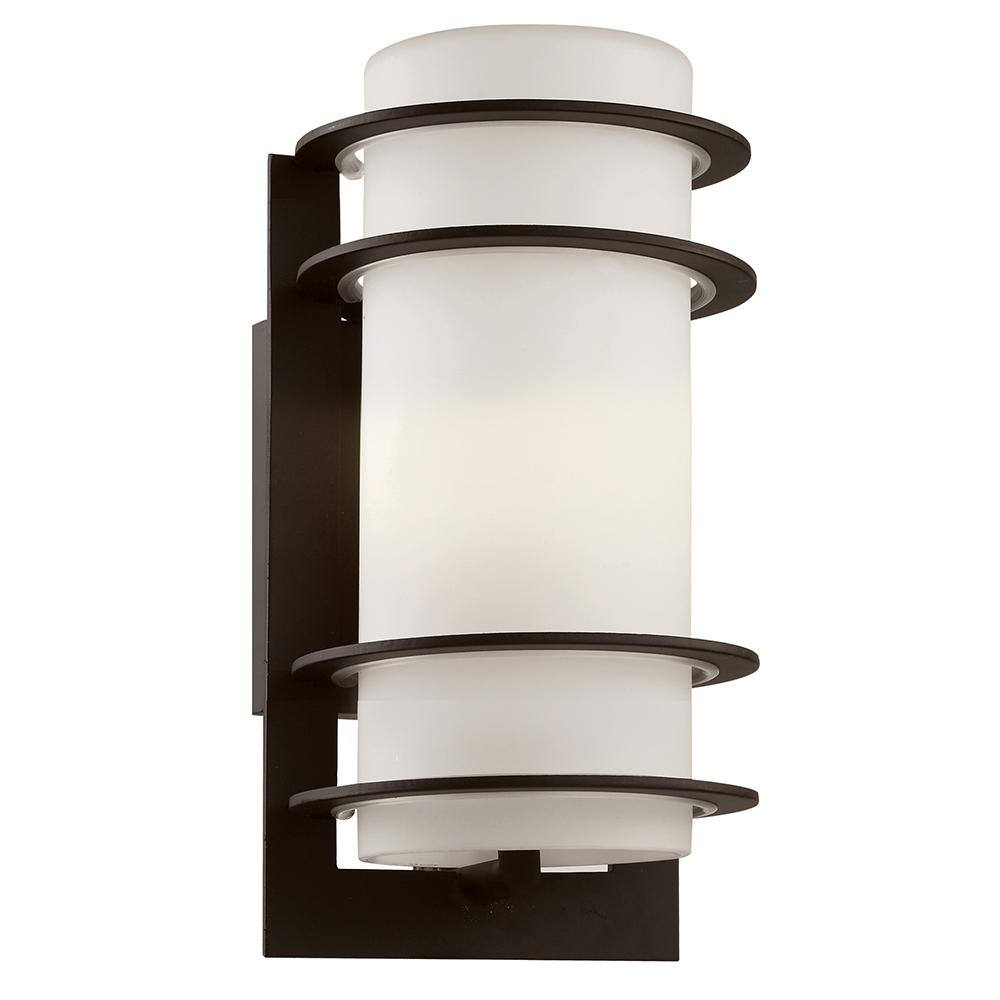 Bel Air Lighting Zephyr 11 in. 1-Light Black Cylinder Outdoor Wall ...