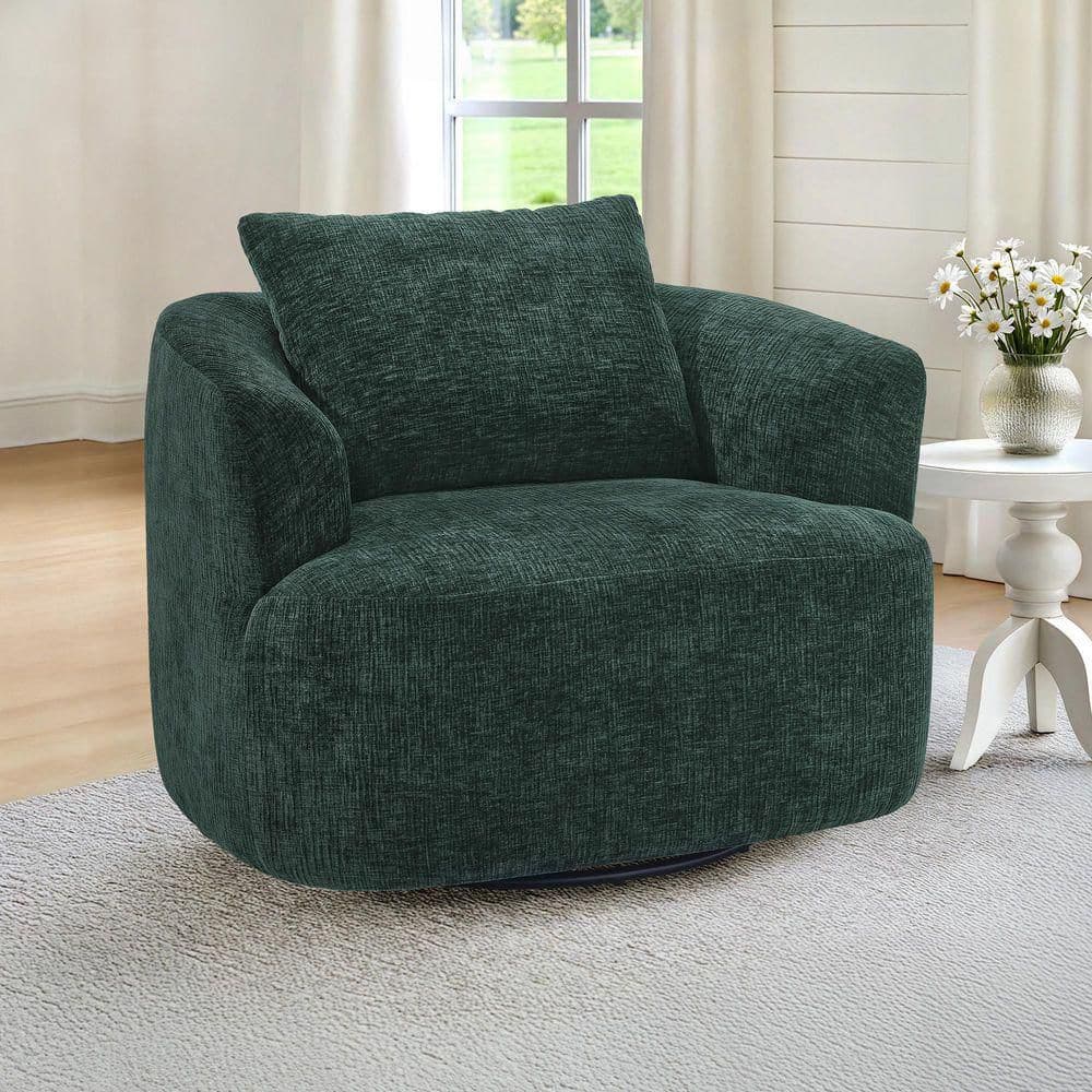OrangeOne Green Pit Stripe Chenille Fabric Upholstered 360° Swivel ...