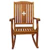 Leigh Country Sequoia Natural Wood Fleur-De-Lis Outdoor Rocking Chair ...
