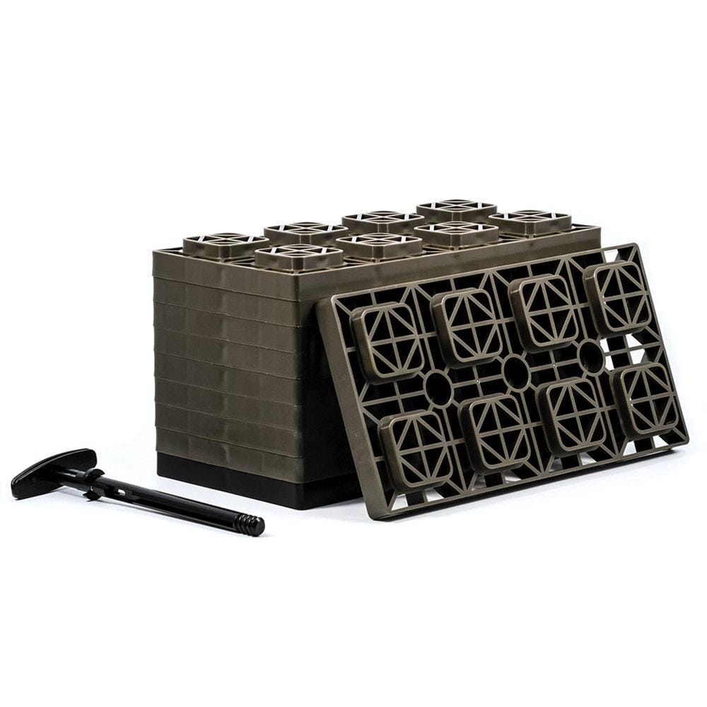 Camco Fasten Leveling Blocks with T-Handle, 4 x 2, Brown, 10 Pack 44525 ...
