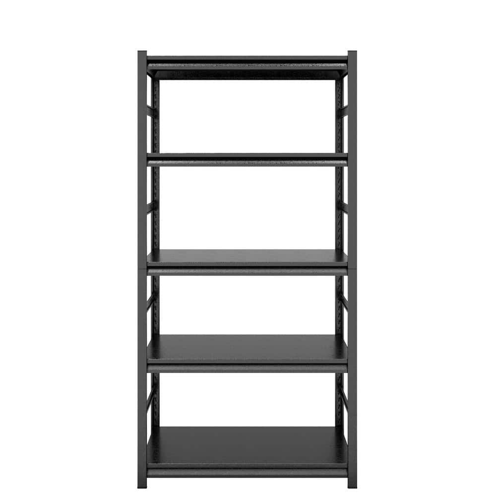 Tidoin Black 5-Tier Heavy-Duty Metal Solid Storage Shelving Unit (31.5 ...