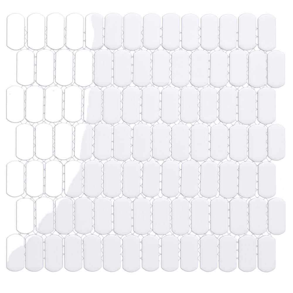 Merola Tile Hudson Capsule Glossy White 5 in. x 6 in. Porcelain Mosaic ...