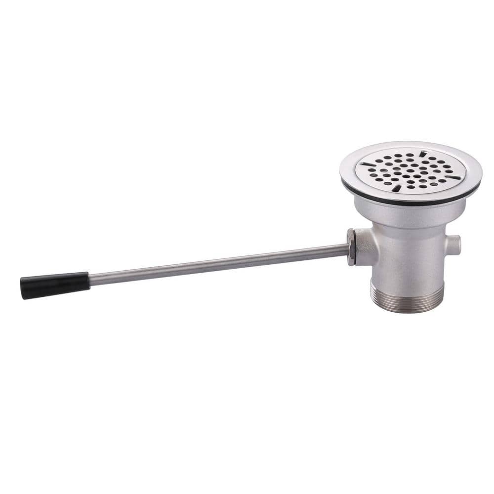 WOWOW 3-1/2 in. Commercial Sink Drain with Lever Handle with Overflow ...