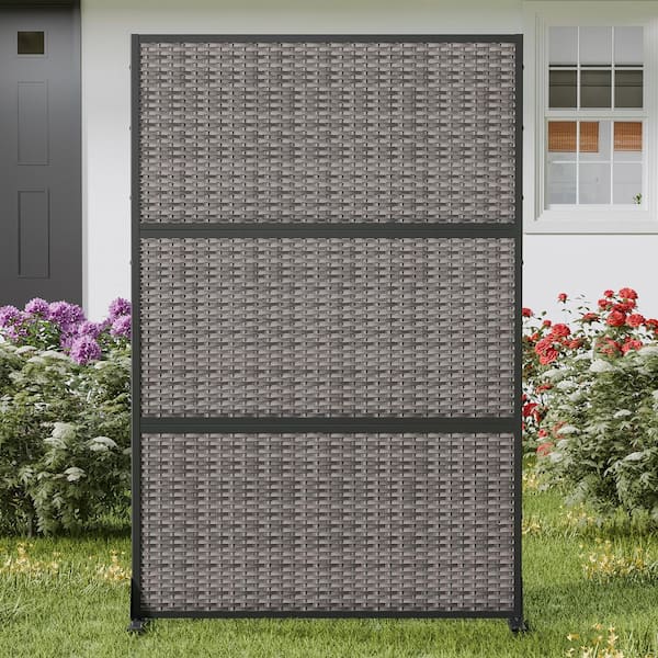PexFix 72 in. L x 47 in. W x 16 in. H Black Outdoor Wicker Metal ...