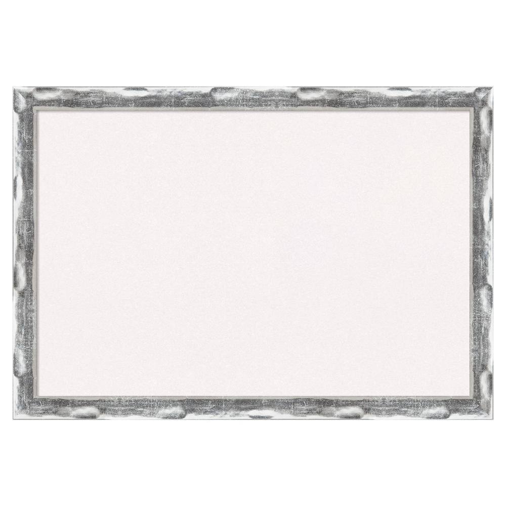 Amanti Art Scratched Wave Chrome White Corkboard 26 in. x 18 in ...