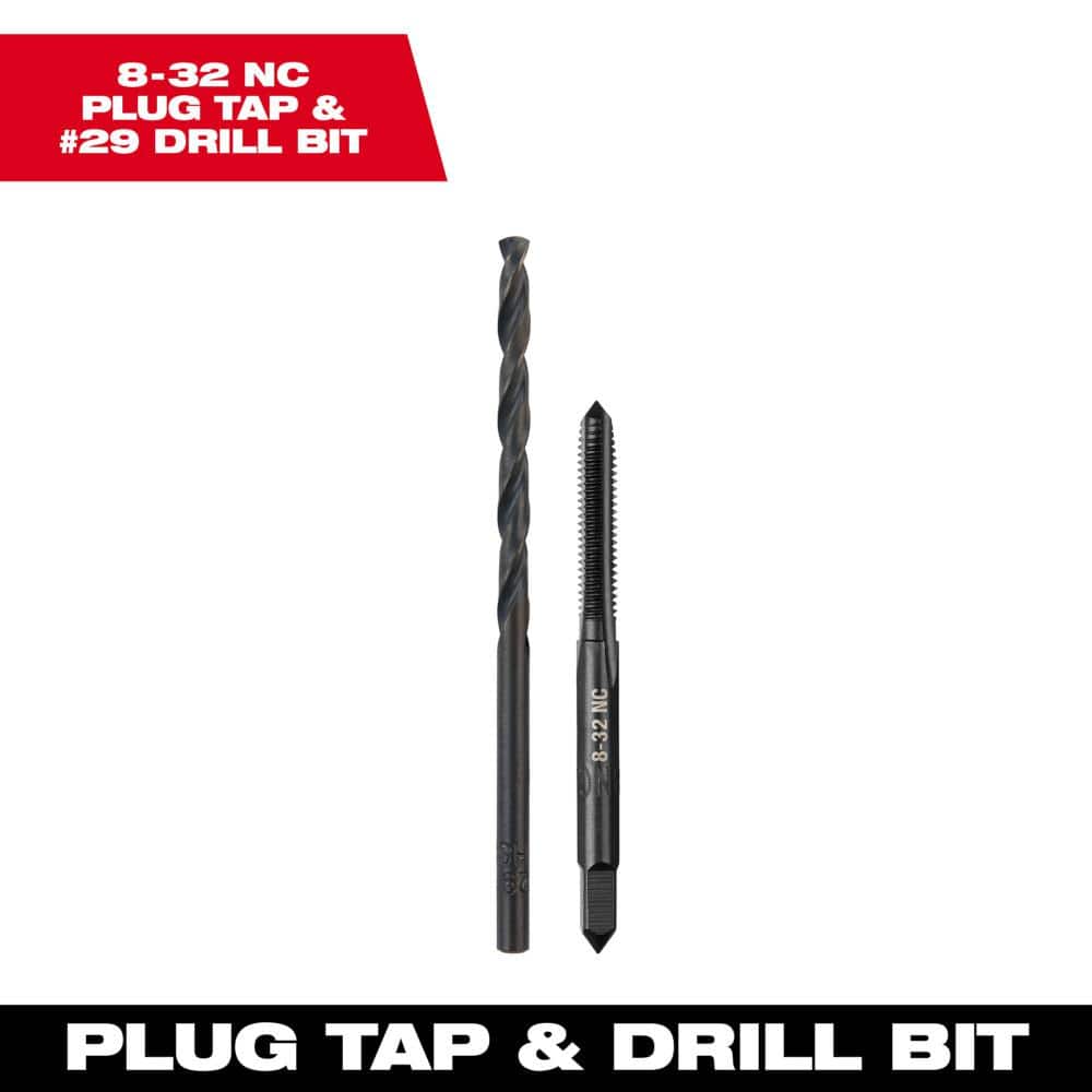 Milwaukee 8-32 NC Straight Flute Plug Tap & #29 Drill Bit 49-57-5521 ...