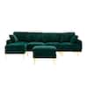 HOMEFUN 114 in. Rolled Arm 4-Piece Velvet L-Shaped Sectional Sofa in ...