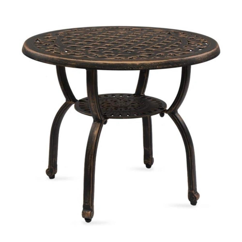 AOPSPS Cast Aluminum Outdoor Side Table Anti-Rust Outdoor Round End ...