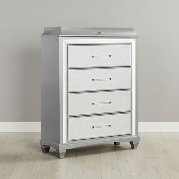 Furniture of America Igna Glam Silver 5-Drawer 40.1 in. Chest of ...