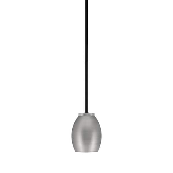 Elonia 100-Watt 1 Light Matte Black & Graphite Stem Mini Pendant Light ...