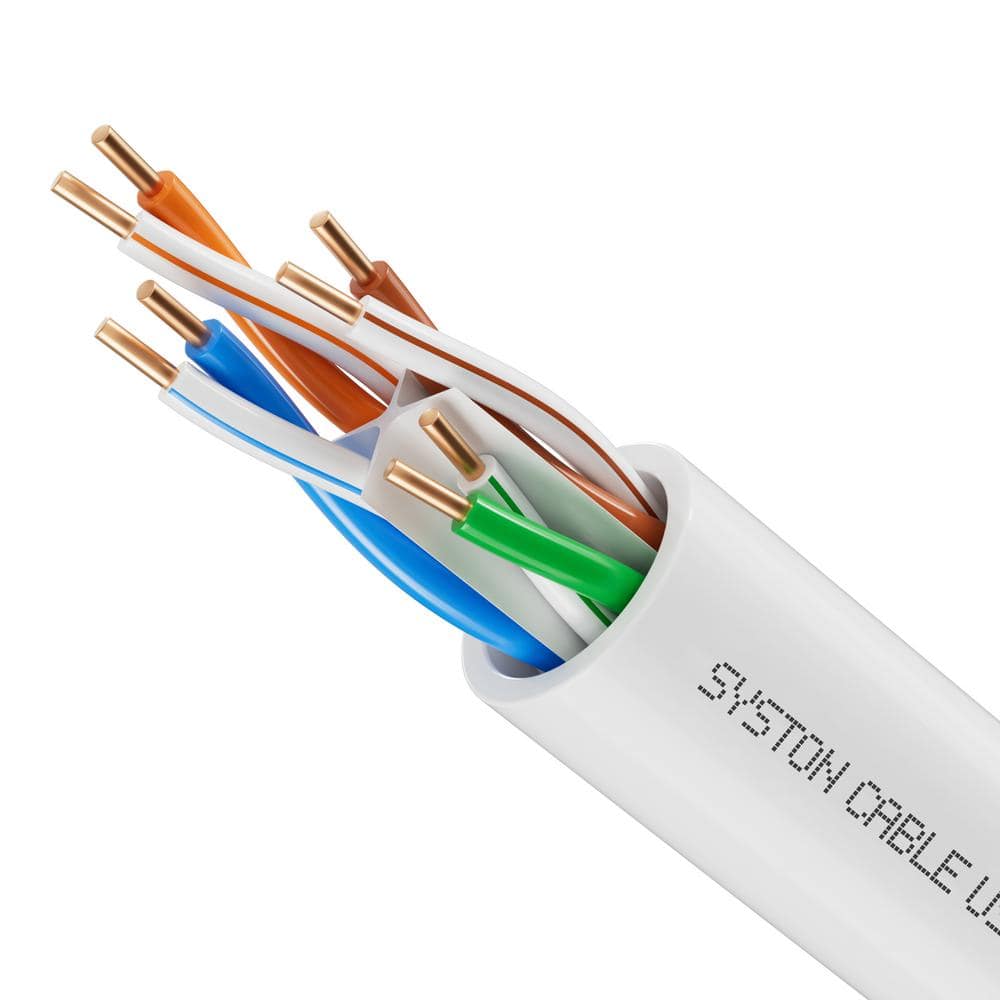 Syston Cable Technology 100 ft. White 23/4 Solid Copper Cat6e CMP ...
