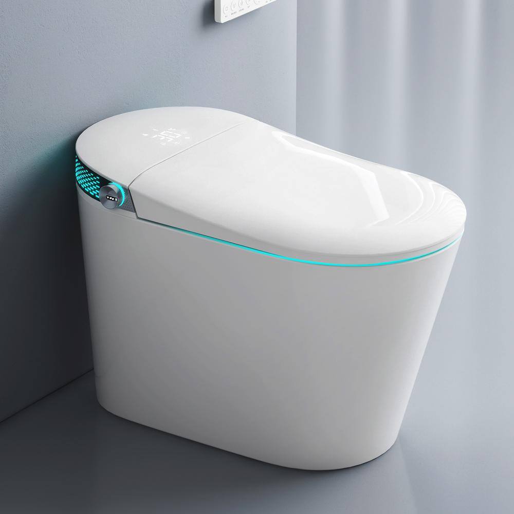 yulika Elongated Smart Toilet 1.28GPF with Heated Bidet Seat Auto Open ...