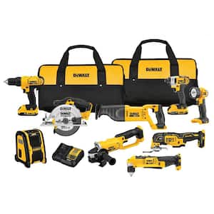 DEWALT 20V Lithium-Ion Cordless 6-Tool Combo Kit with 5.0 Ah and 2.0 Ah Batteries, Charger and ...