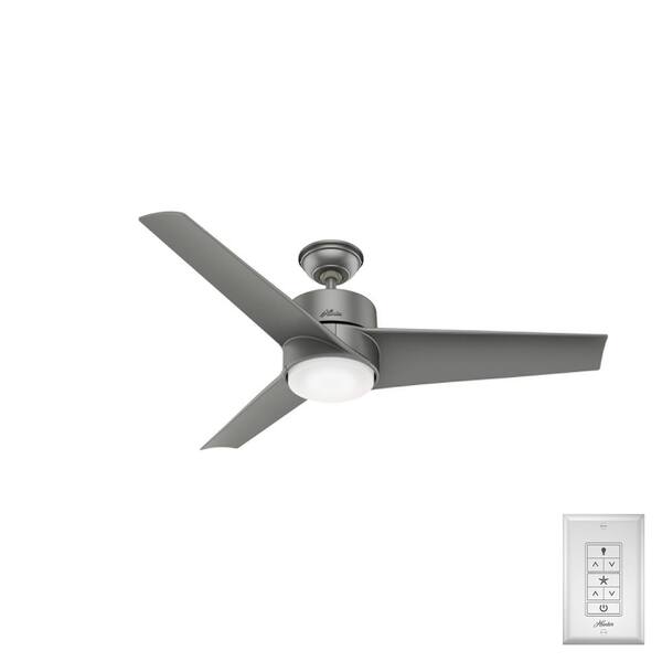 Hunter Havoc 54 in. LED Indoor/Outdoor Matte Silver Ceiling Fan with ...