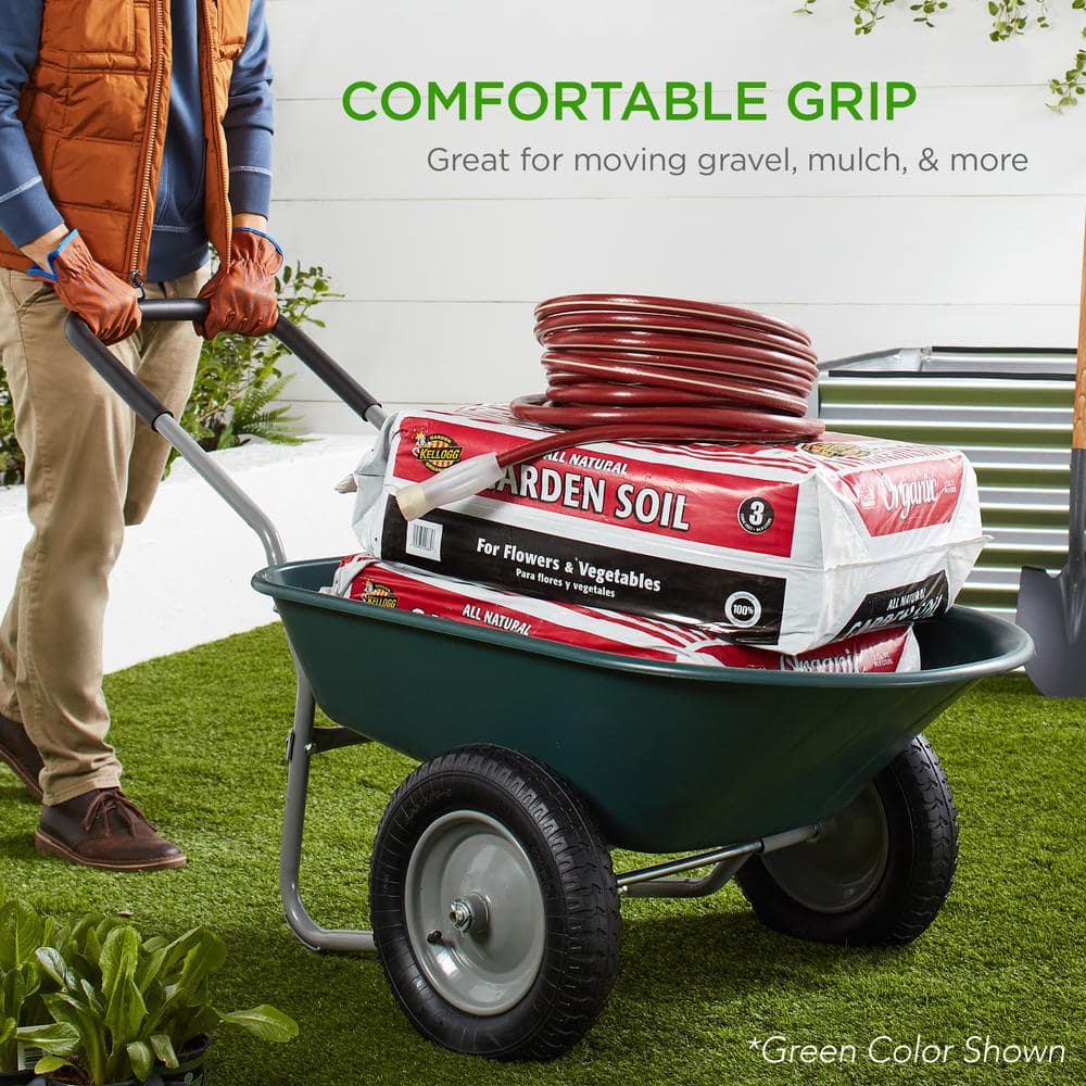 Brandclub - 5 cu. ft. Dark Gray Plastic Wheelbarrow with Padded Handles