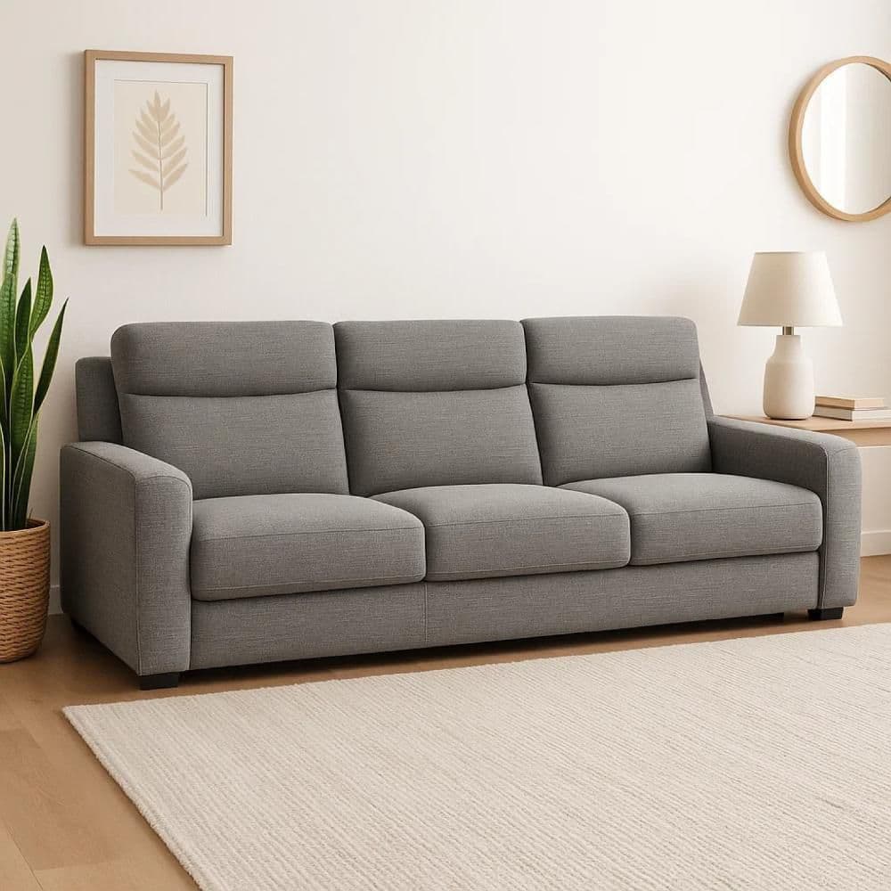 Benjara Cory 38.5 in. Straight Arm Polyester Rectangle Sofa in Gray ...