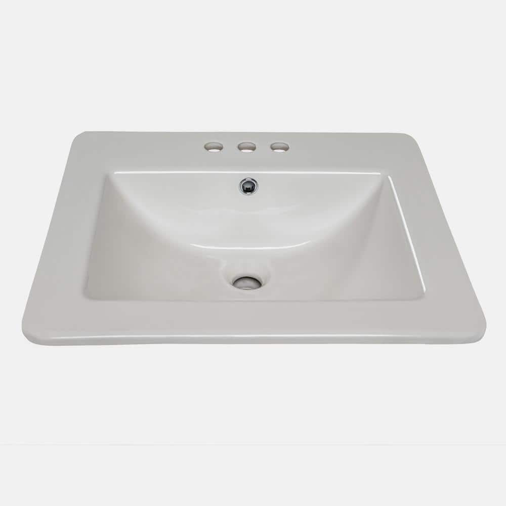 MSI 21 in. Overmount Rectangle Porcelain Sink with Overflow Drain in ...