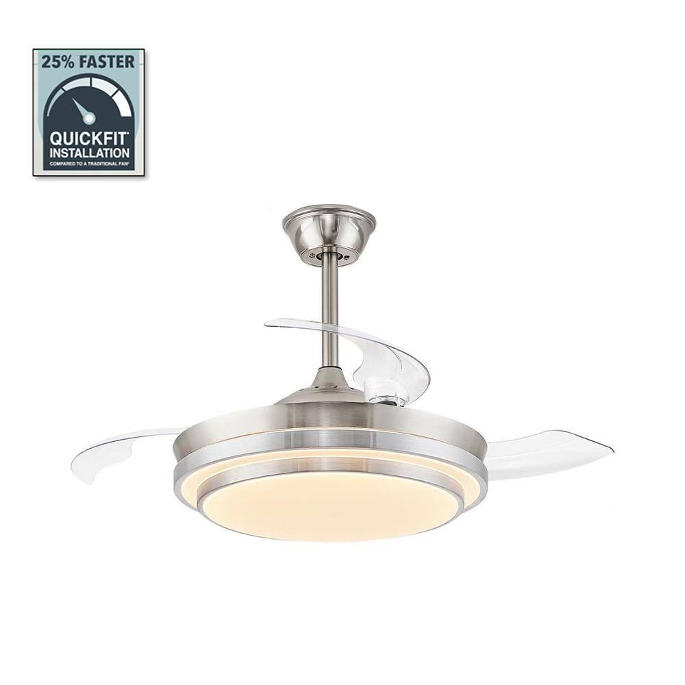 HINNIXY 42 in. Indoor Brushed Nickel Downrod 3-Colors 6-Speeds LED ...