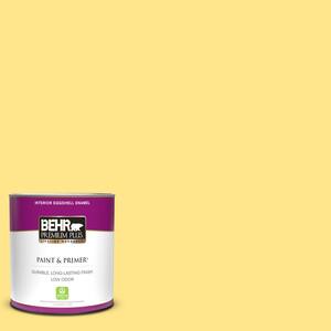BEHR PREMIUM PLUS 8 oz. #370A-3 Bicycle Yellow Semi-Gloss Interior ...