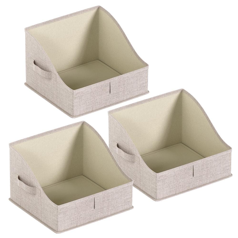 Ornavo Home Collapsible Ash Beige Trapezoid Fabric Shelf Storage Basket ...