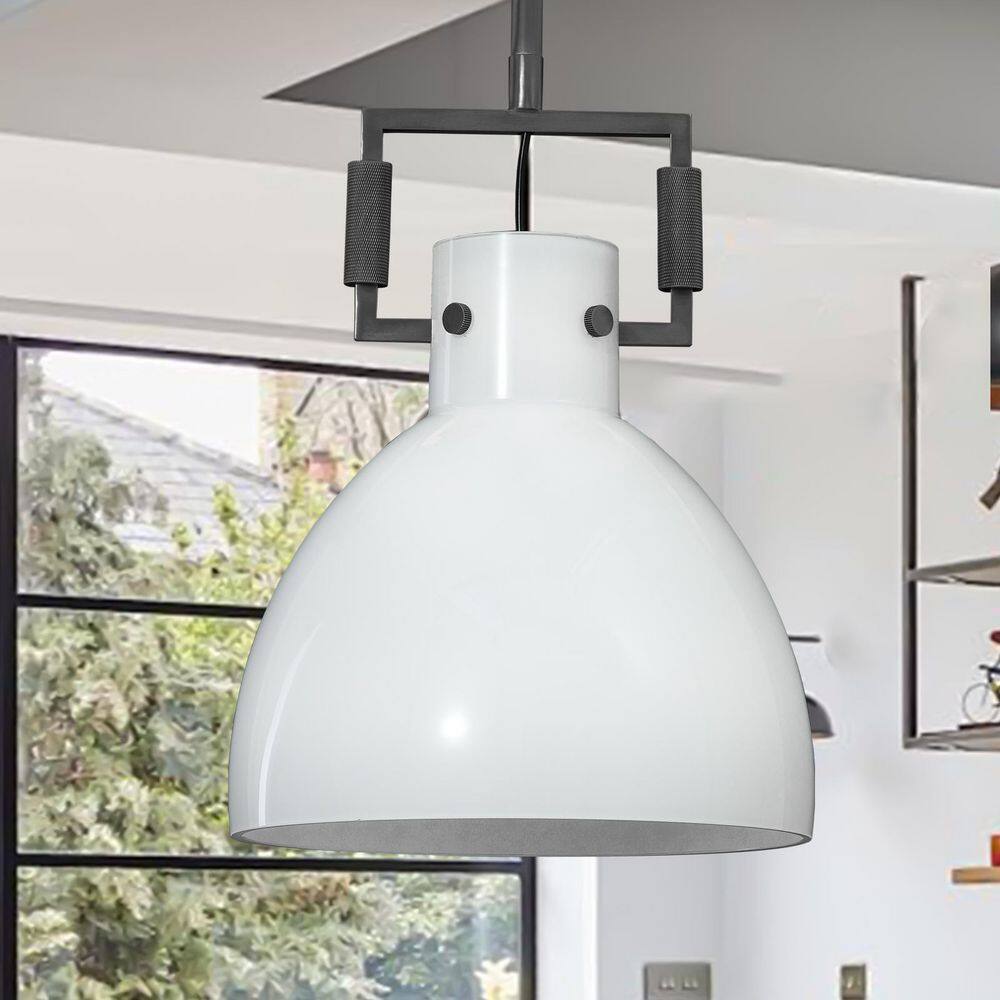 PUYRNF 94 in. H 1-Light Black Single Dome Pendant Light for Kitchen ...