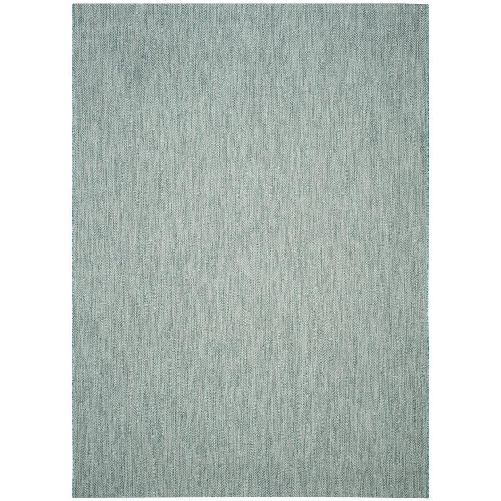 SAFAVIEH Courtyard Aqua/Gray 10 ft. x 14 ft. Solid Color Chevron Indoor ...