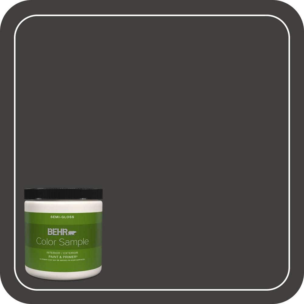 BEHR PREMIUM PLUS 8 oz. #N510-7 Blackout Semi-Gloss Interior/Exterior ...