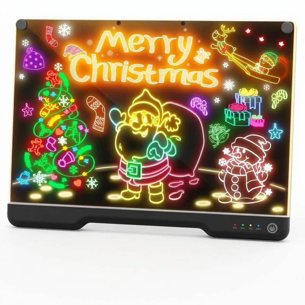LED Drawing Board 16 in. Rechargeable Doodle Memo Pad with 7-Light ...