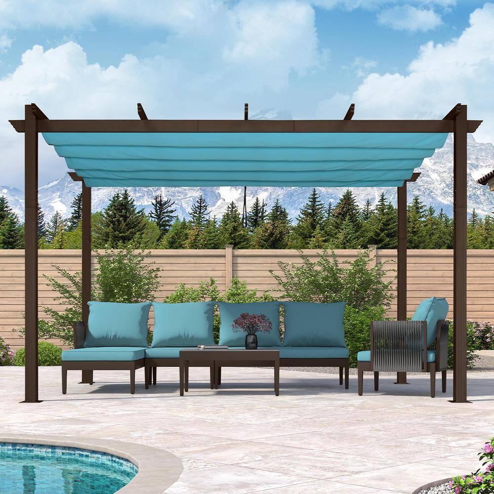 PURPLE LEAF 10 ft. W x 12 ft. D Outdoor Bronze Aluminum Pergola with ...