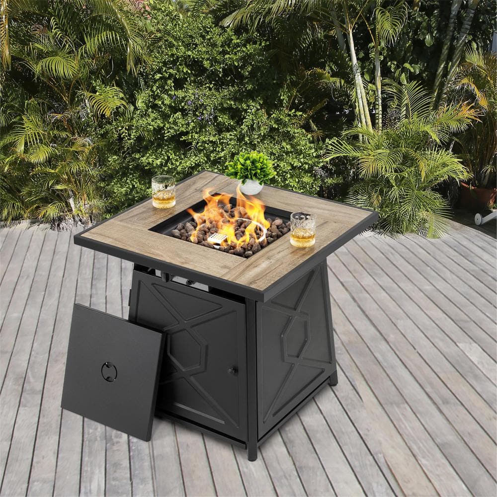 Nuu Garden 50,000 BTU 28 in. x 26 in. Square Iron Propane Gas BlackFire ...