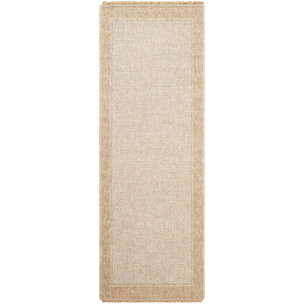 Livabliss Mirage Tan/Cream Border 3 ft. x 7 ft. Indoor/Outdoor Runner ...