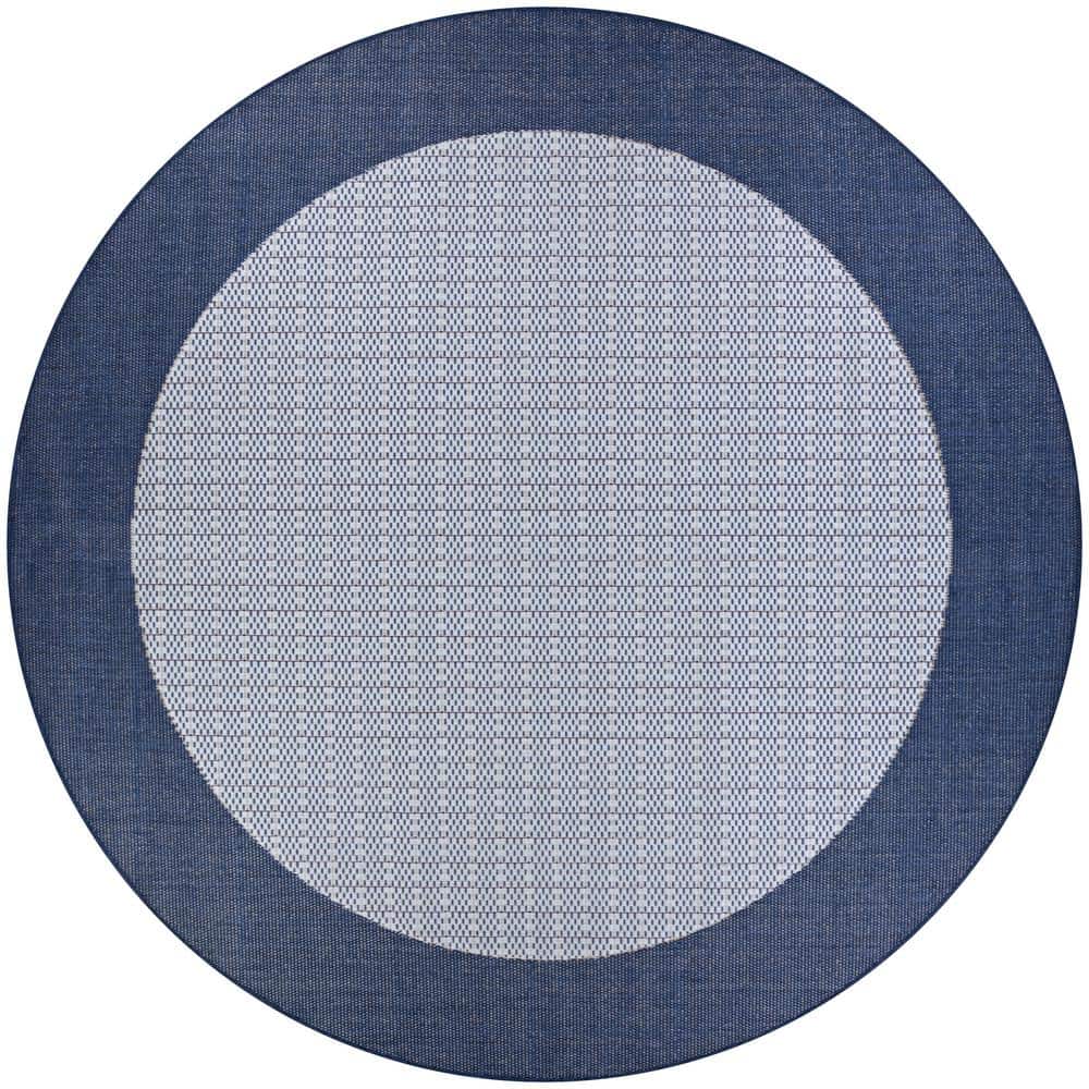Couristan Recife Checkered Field Ivory-Indigo 9 ft. x 9 ft. Round ...