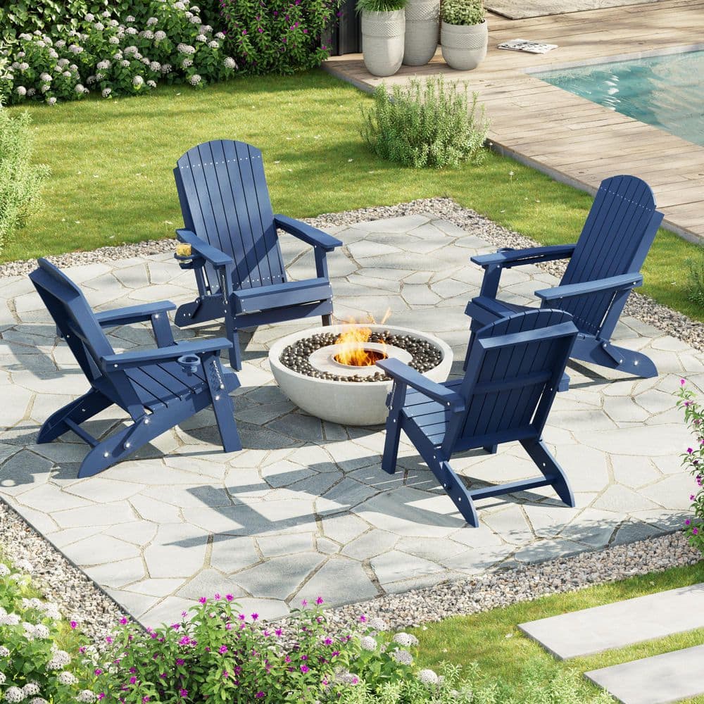 Livewood Outdoor HDPE Plastic Adirondack Chairs, Classic Patio Chairs ...