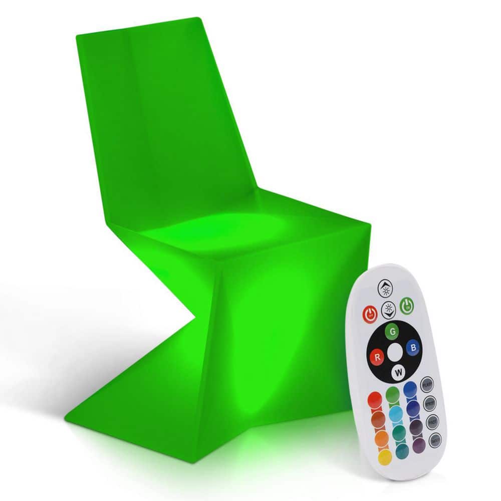 MoNiBloom Adjustable Color LED Light Plastic Zig-Zag Outdoor Bar Stool ...
