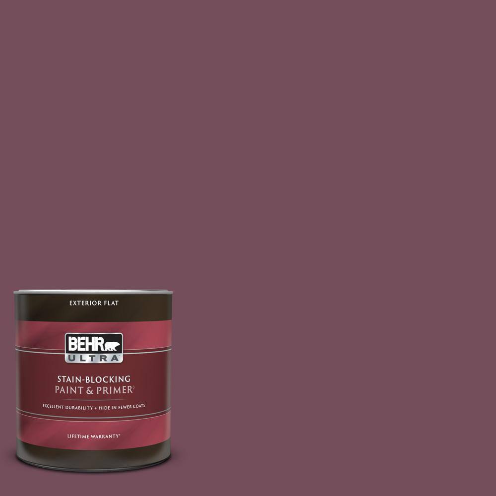 BEHR ULTRA 1 qt. #S120-7 Fine Wine Flat Exterior Paint & Primer 485304 ...