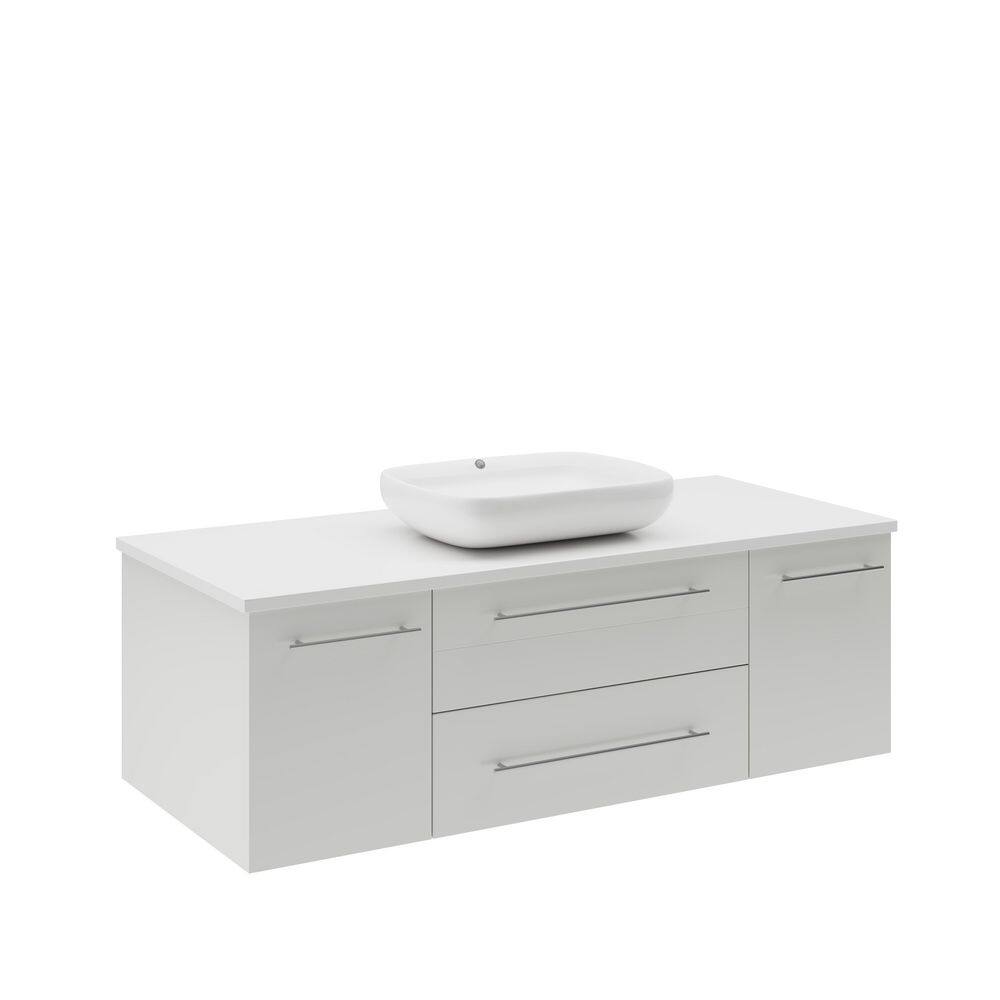 Fresca Lucera 48 in. Single Sink Wall Mount Floating White Bath Vanity ...