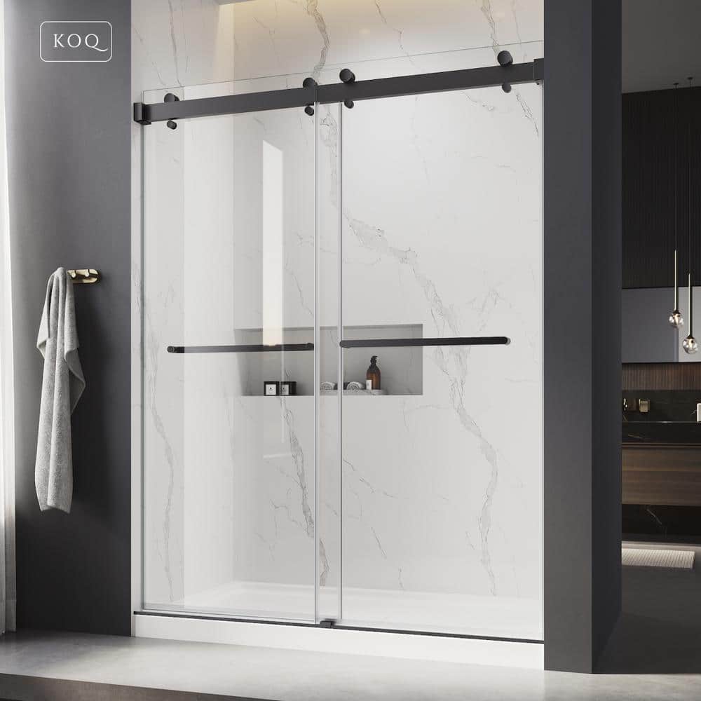 KOQ 72 in. W x 76 in. H Double Sliding Frameless Shower Door in Matte ...