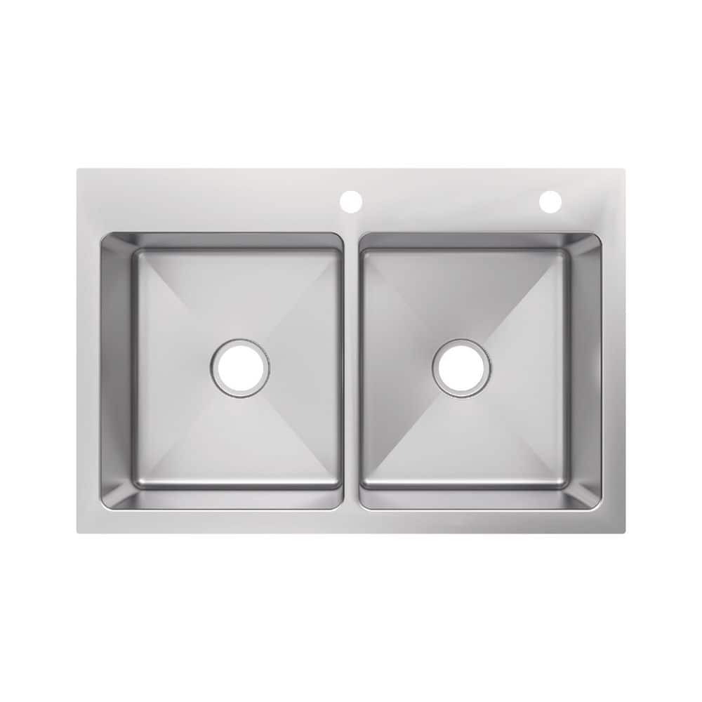 Glacier Bay Dolancourt Tight Radius 33 in. Drop-In Double Bowl 18-Gauge ...
