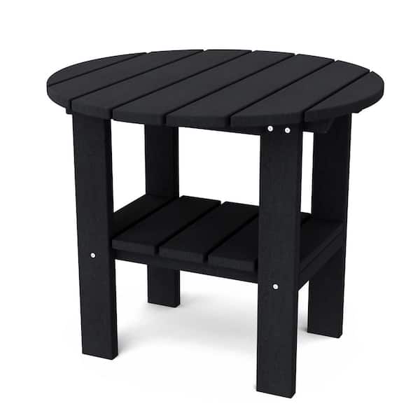 Wildridge Classic Black HDPE Plastic Outdoor Round Side Table LCC-223 ...