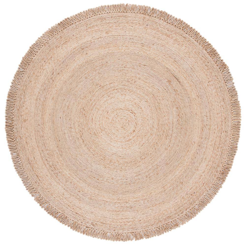 SAFAVIEH Natural Fiber Beige 9 ft. x 9 ft. Woven Floral Round Area Rug ...