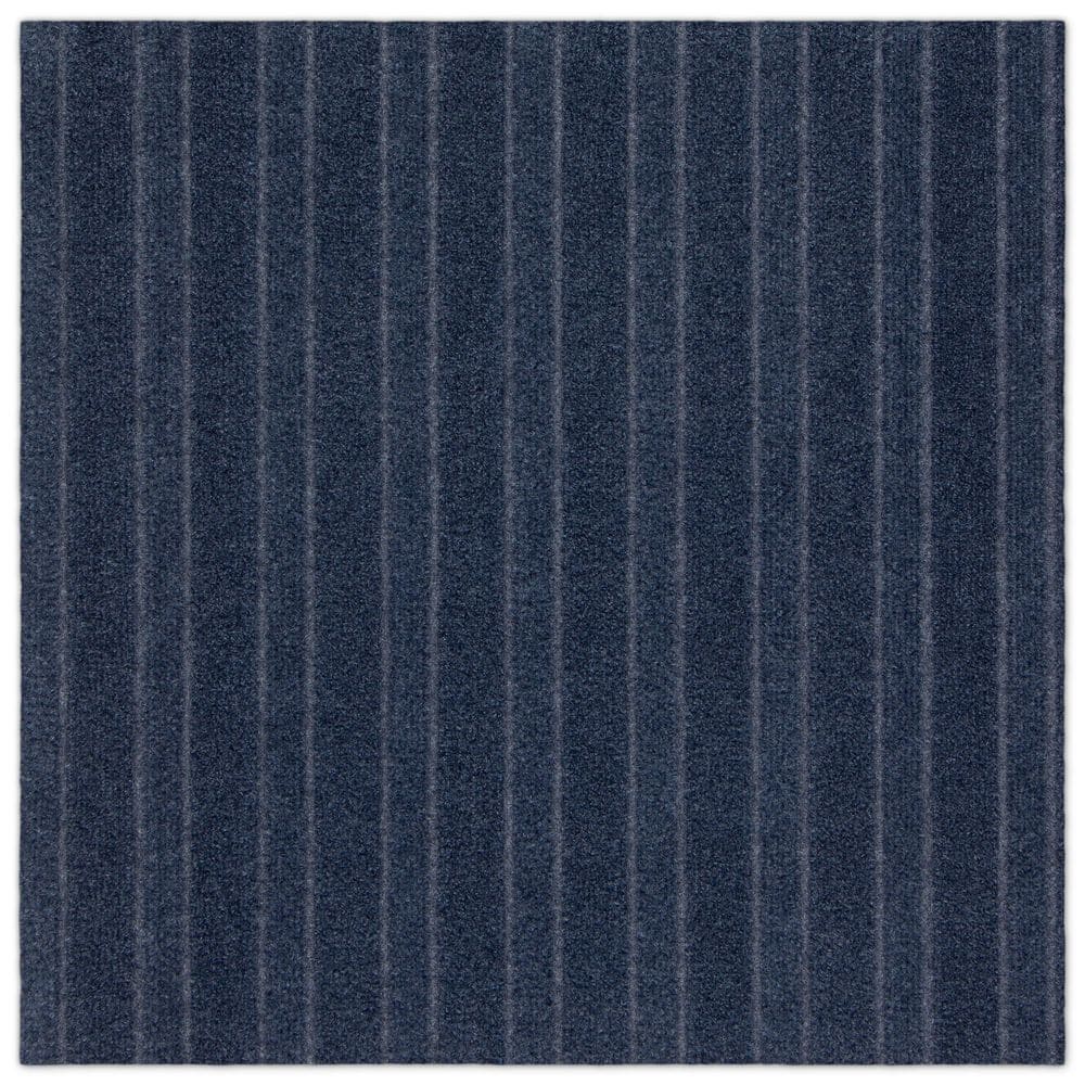 Roma Stripe Rib Blue Residential 24 in. x 24 in. Peel and Stick Carpet ...