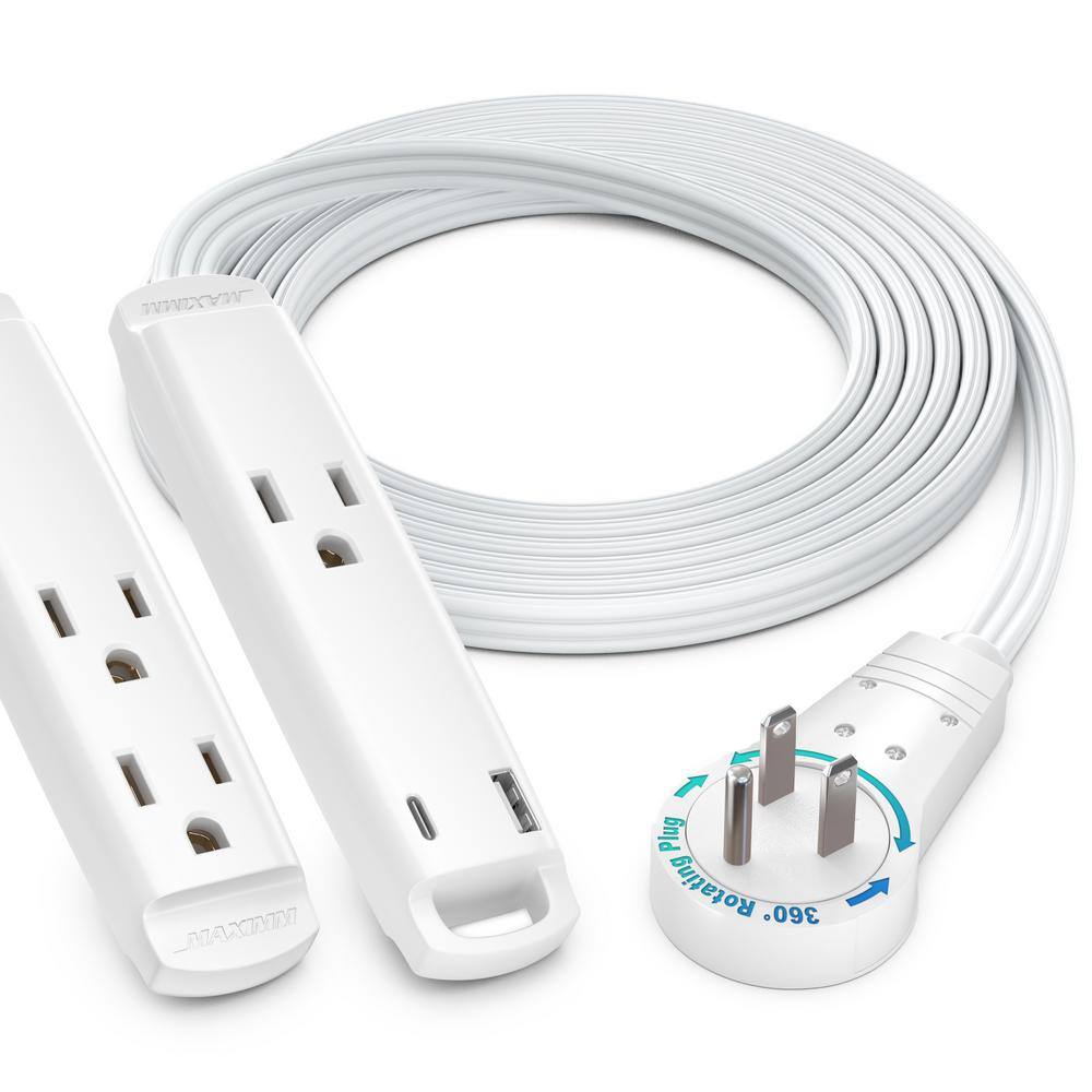 MAXIMM 6 ft. 16 / 3 Light Duty Indoor Extension Cord 360° Rotating Plug ...
