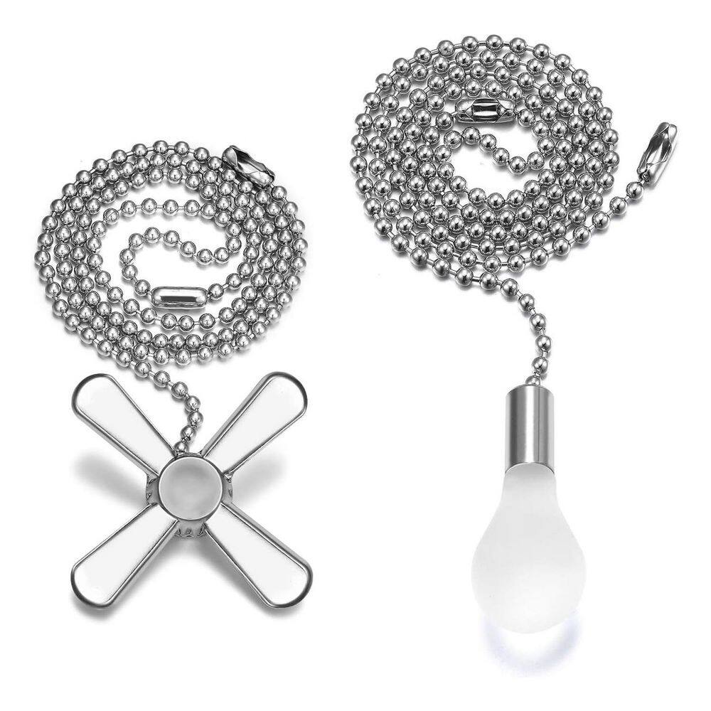 phyfalip 24 in. Silver Ceiling Fan Pull Chains with Connector 2-Pack ...