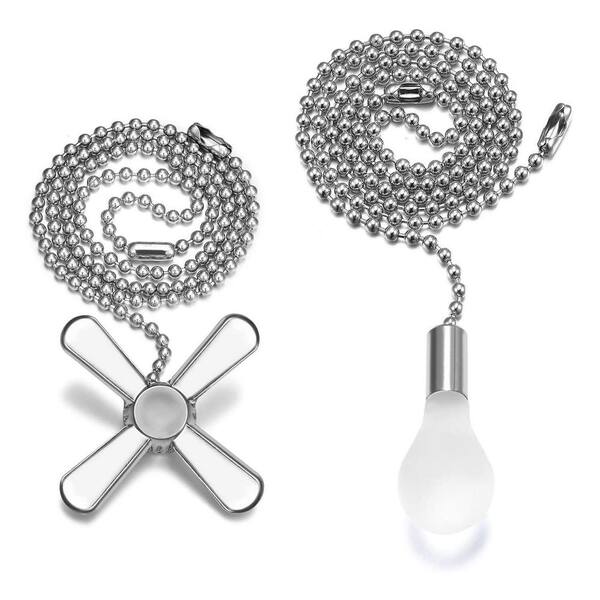 phyfalip 24 in. Silver Ceiling Fan Pull Chains with Connector 2-Pack ...