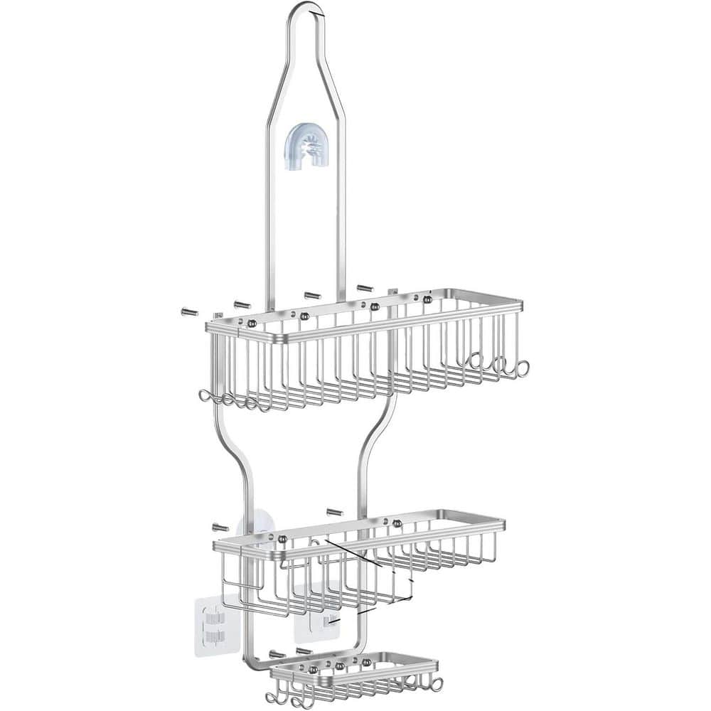 Wudkey Aluminum Shower Caddy Hanging, Over The Head Caddy with 10 Hooks ...