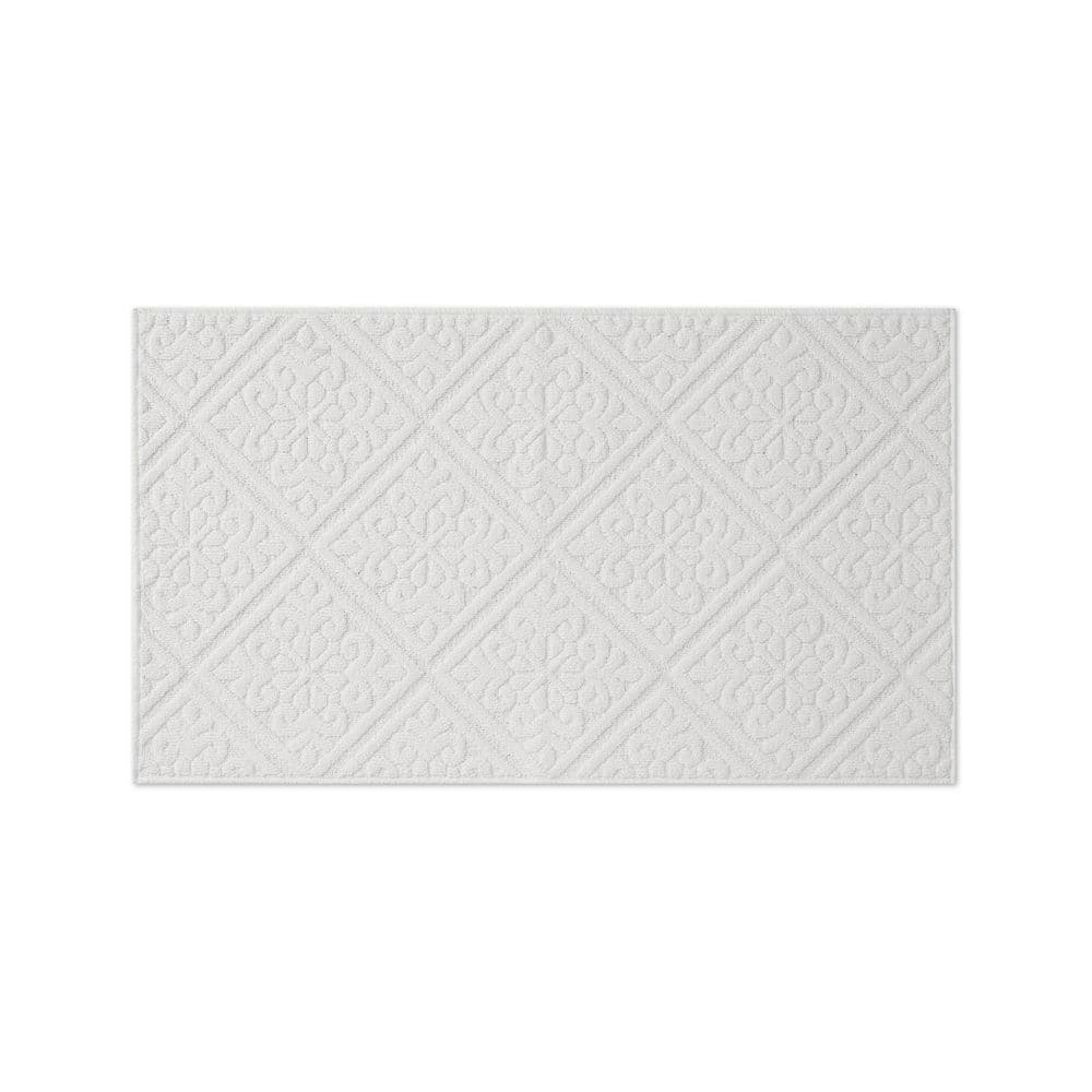 Laura Ashley Austell Solid Ivory 2 ft. x 4 ft. Geometric Area Rug ...