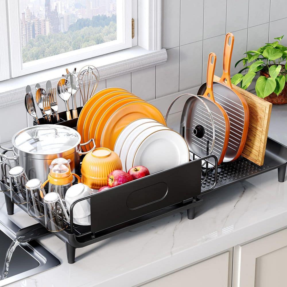 Wudkey Expandable Kitchen Dish Rack with Multifunctional Drainboard for ...